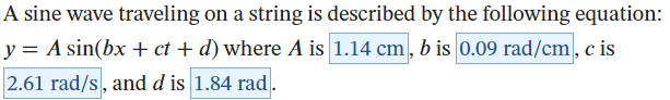 Solved A sine wave traveling on a string is described by the | Chegg.com
