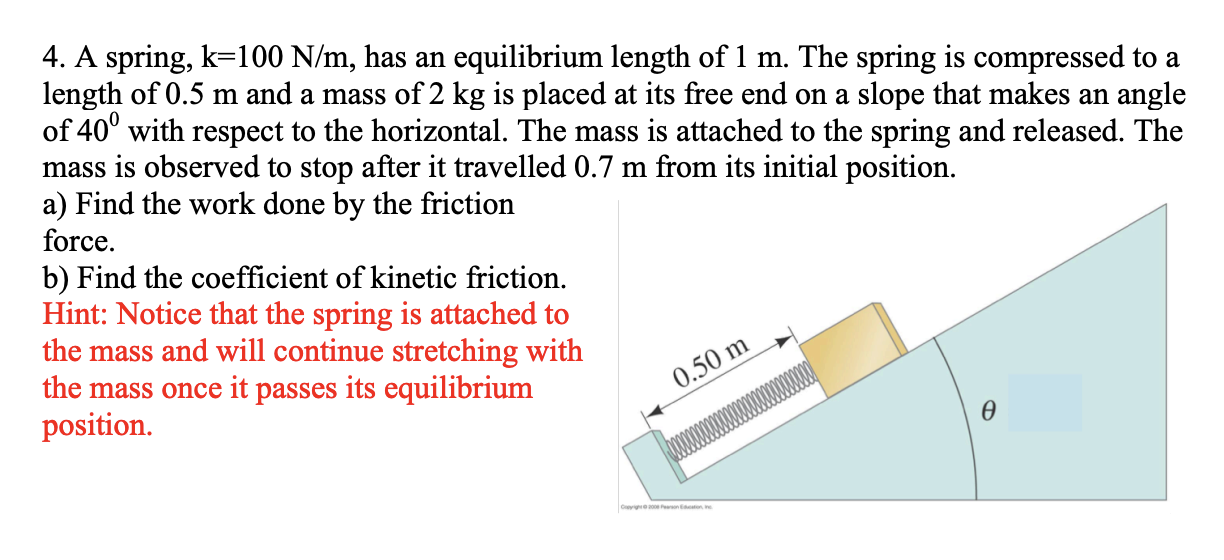 Solved 4. A spring, k=100 N/m, has an equilibrium length of | Chegg.com