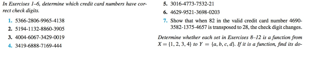 Solved In Exercises 1-6, determine which credit card numbers | Chegg.com