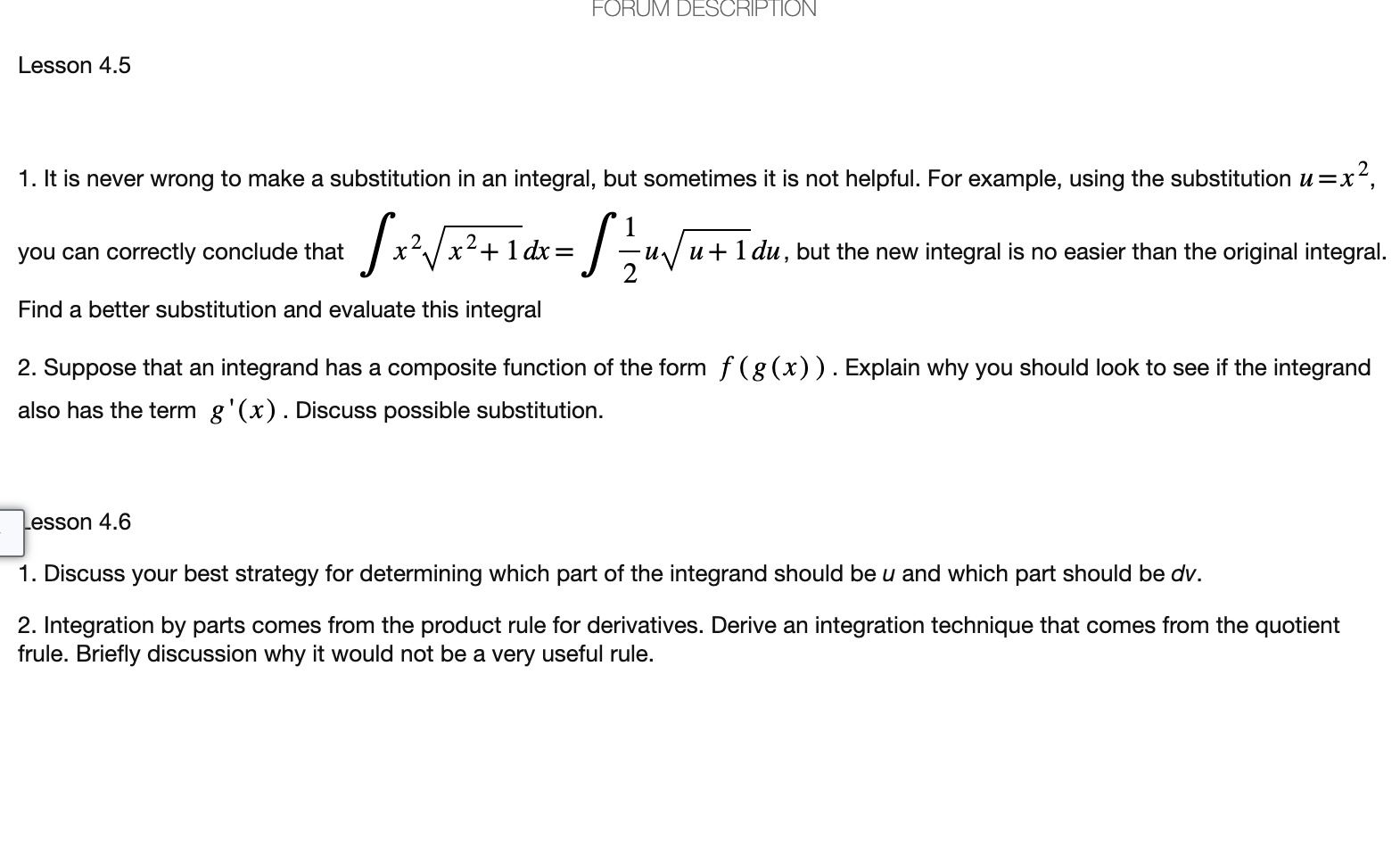 Solved 1. It is never wrong to make a substitution in an | Chegg.com