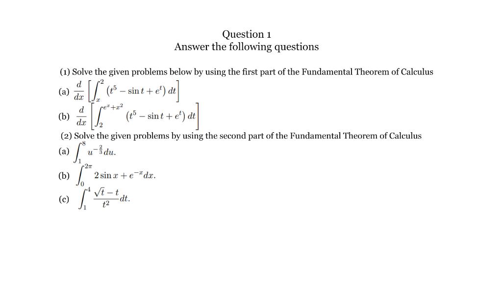 Solved Question 1 Answer the following questions (1) Solve | Chegg.com