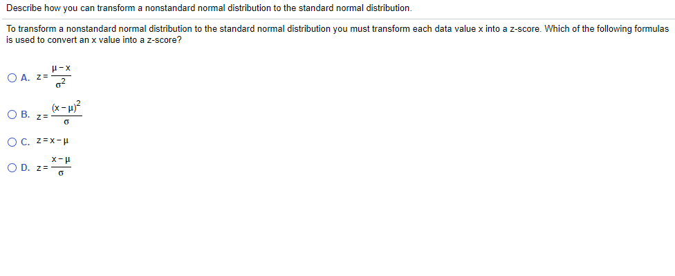 Solved Describe how you can transform a nonstandard normal | Chegg.com