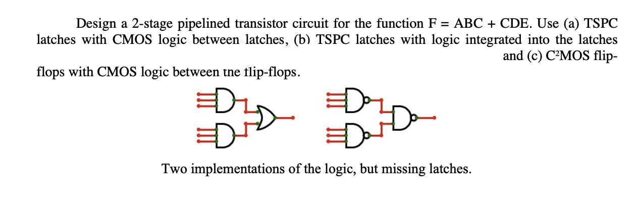 Design a 2-stage pipelined transistor circuit for the | Chegg.com