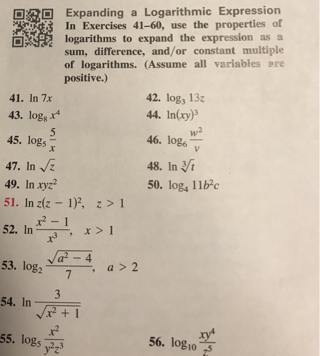 Solved 回窃回 Expanding a Logarithmic Expression In Exercises | Chegg.com