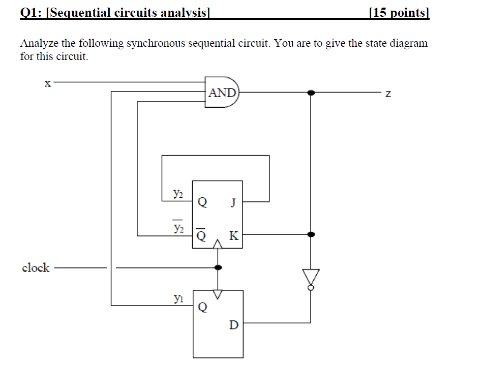 Solved 01: (Sequential circuits analysis (15 points) Analyze | Chegg.com