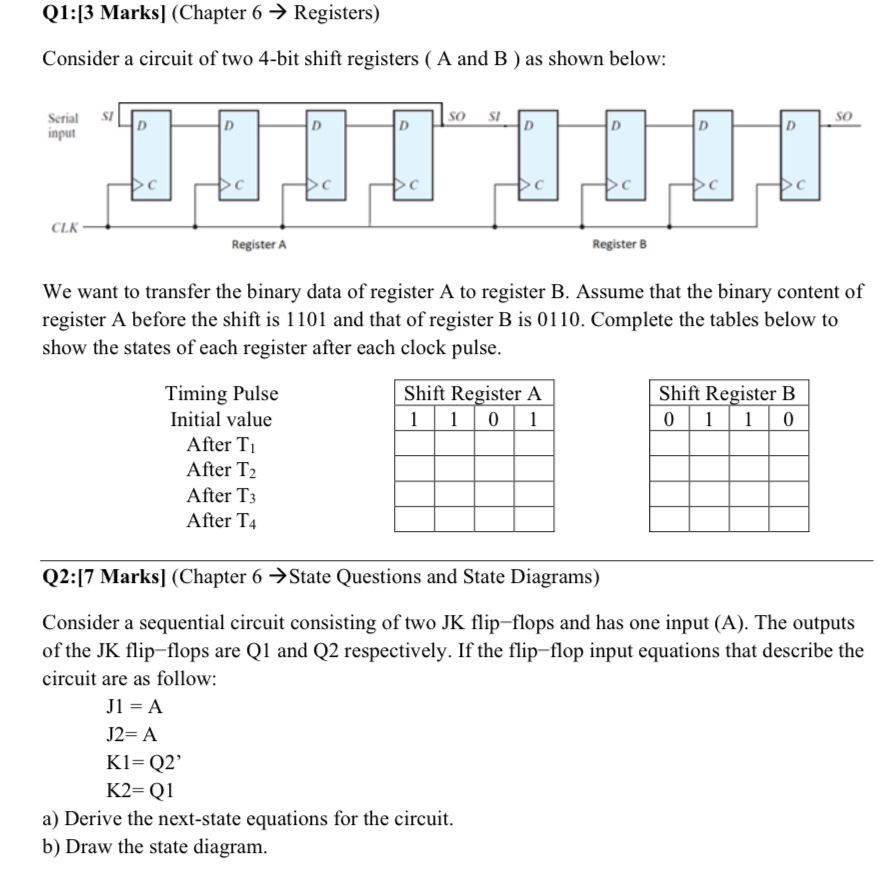 Solved Q1:[3 Marks] (Chapter 6 → Registers) Consider a | Chegg.com