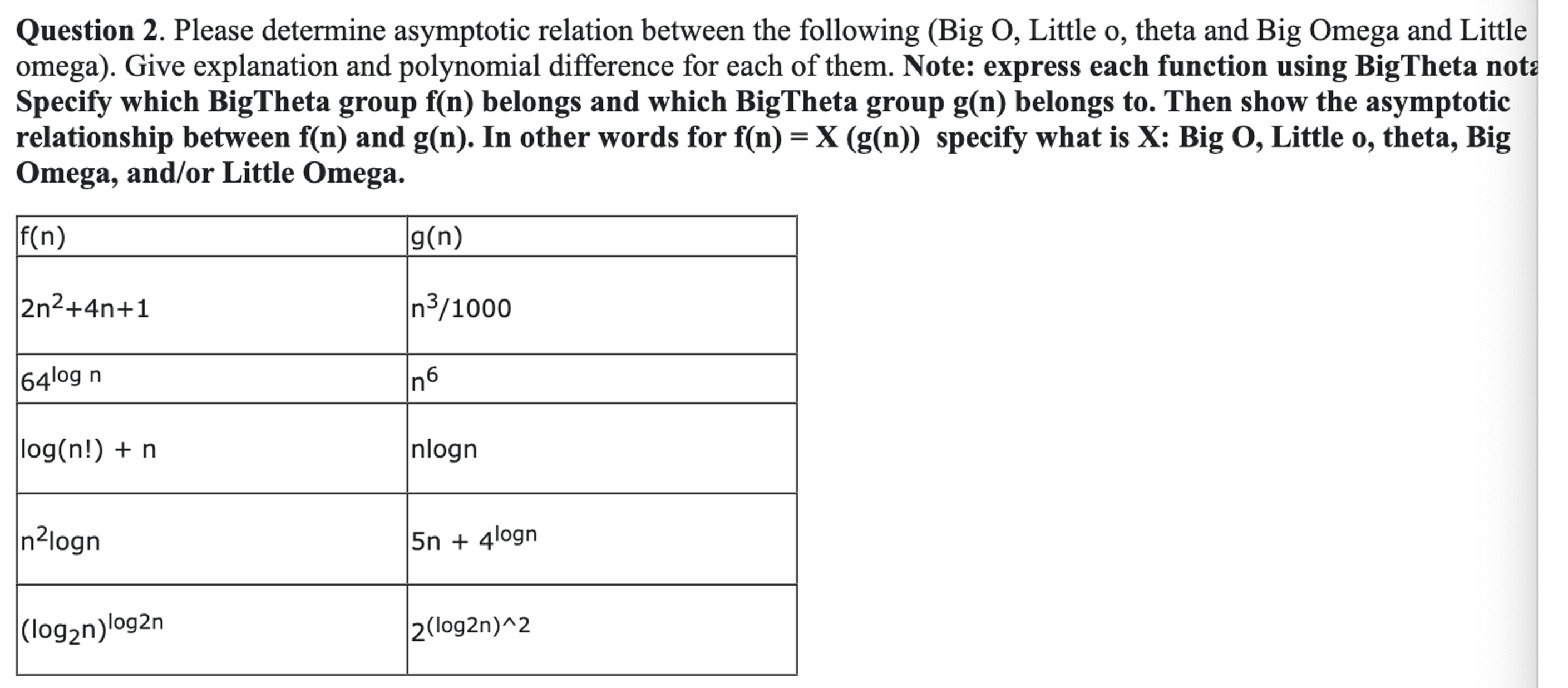 Solved Question 2 ﻿please Determine Asymptotic Relation