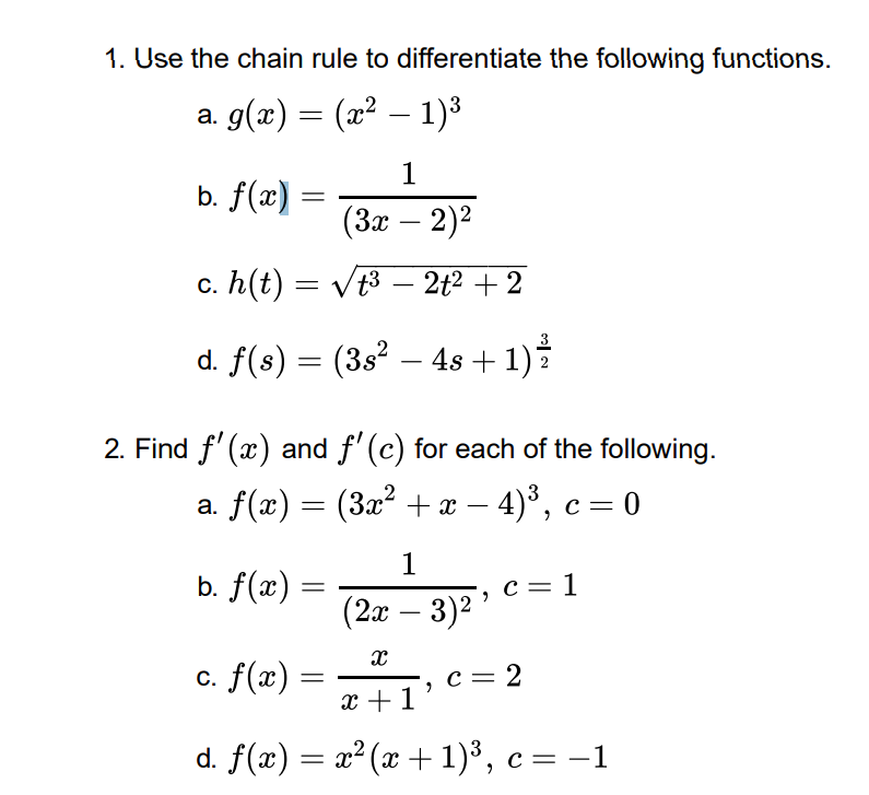 Solved 1. Use the chain rule to differentiate the following | Chegg.com