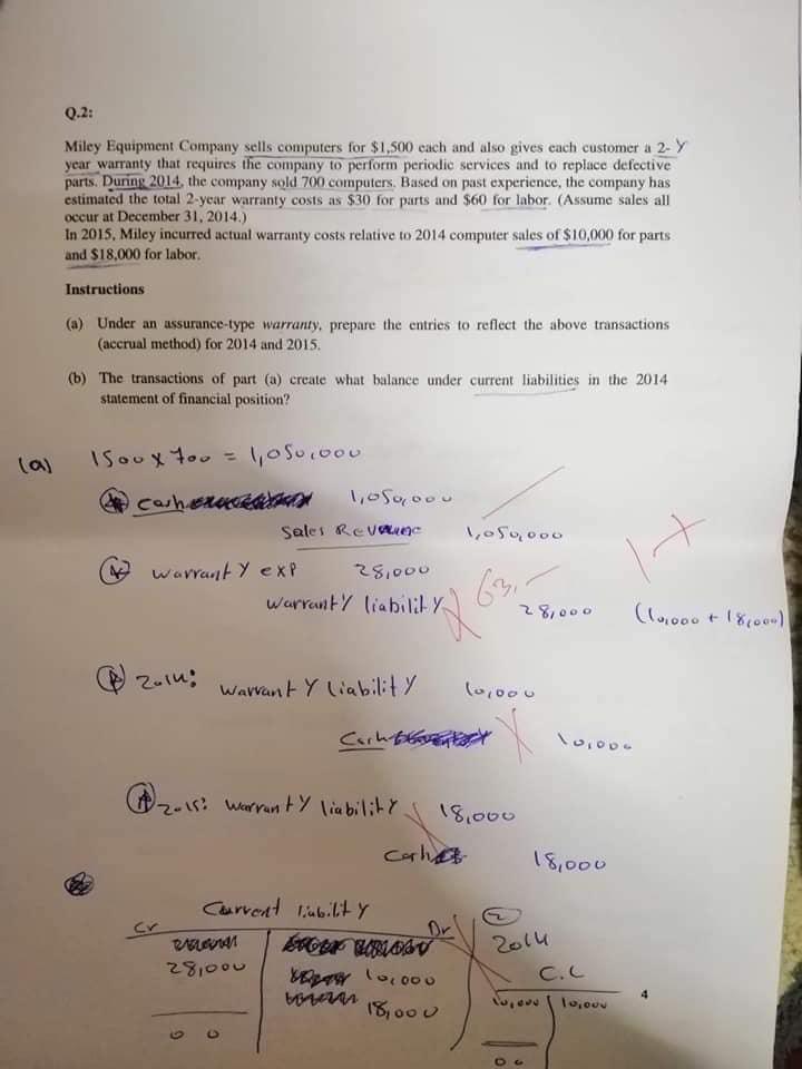 Solved Q.2: Miley Equipment Company sells computers for | Chegg.com