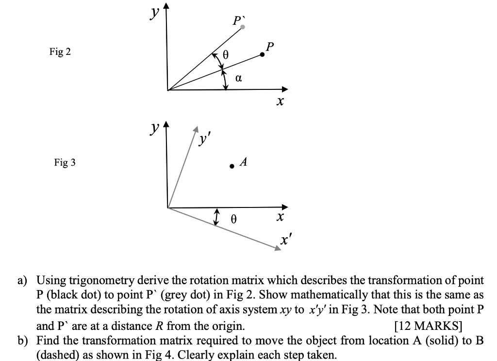 Solved y P P Fig 2 a х y Fig 3 A х a) Using trigonometry | Chegg.com