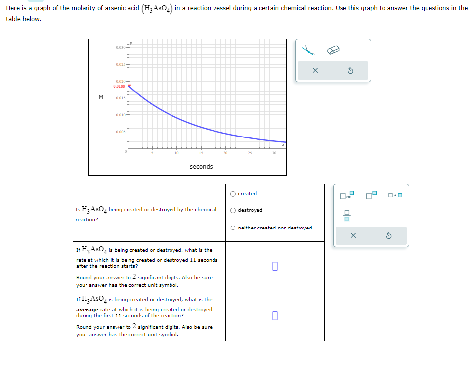Solved Here is a graph of the molarity of arsenic acid | Chegg.com