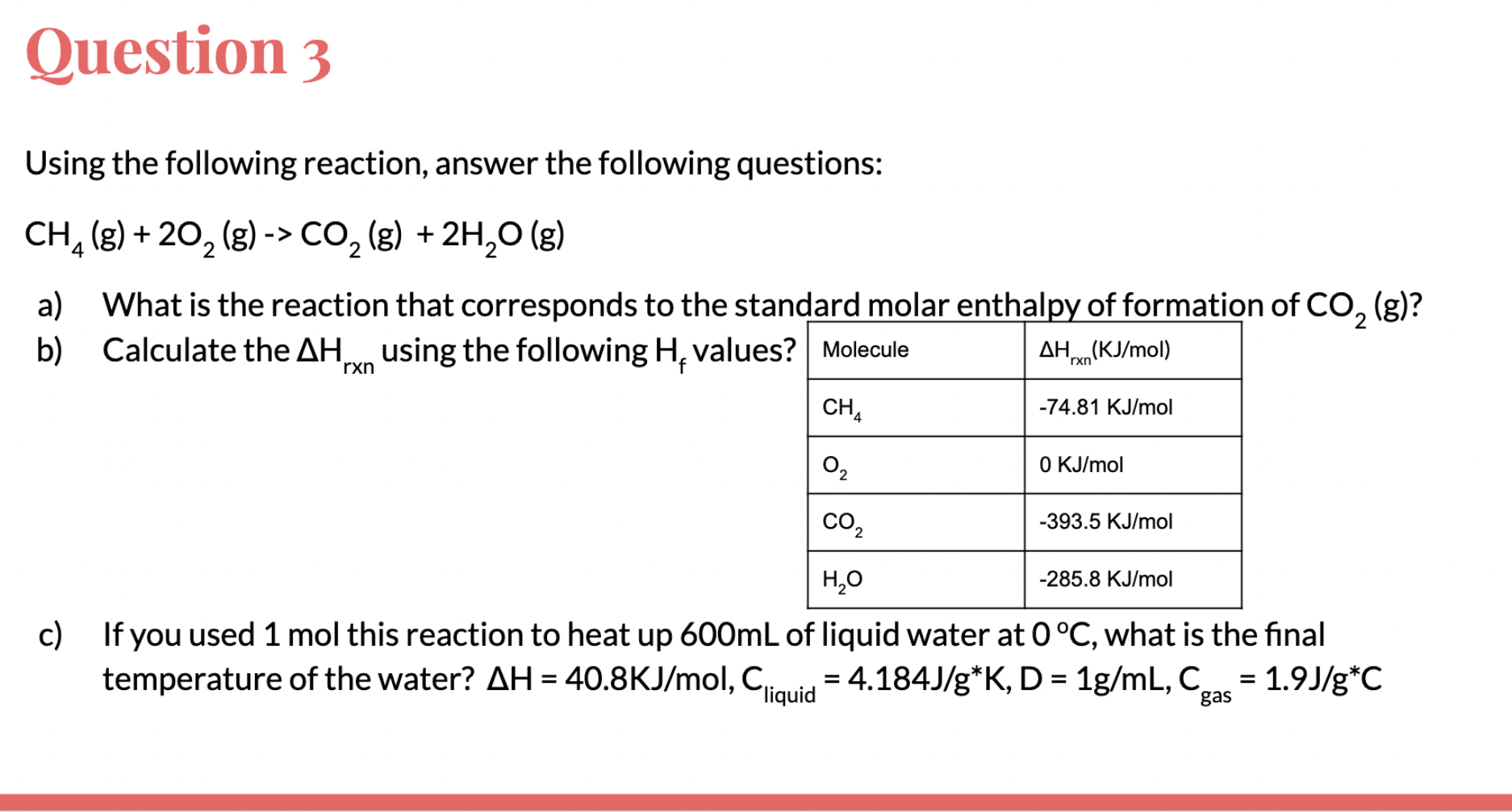 Solved Using the following reaction, answer the following | Chegg.com