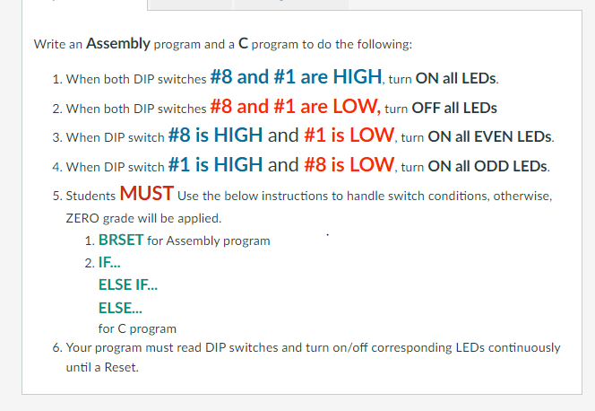 Solved Write an Assembly program and a C program to do the | Chegg.com
