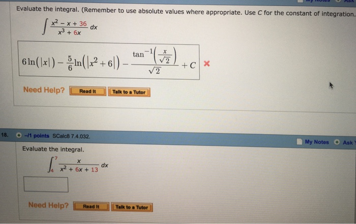 Solved Evaluate the integral. (Remember to use absolute | Chegg.com
