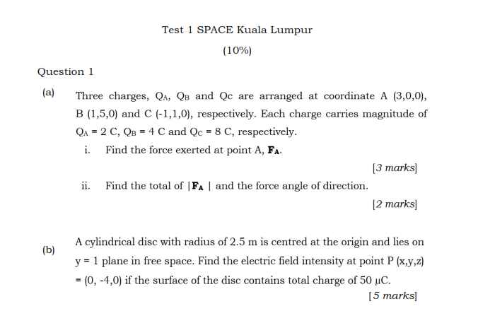 Solved Question 1(a) ﻿Three charges, QA,QB ﻿and Qc ﻿are | Chegg.com