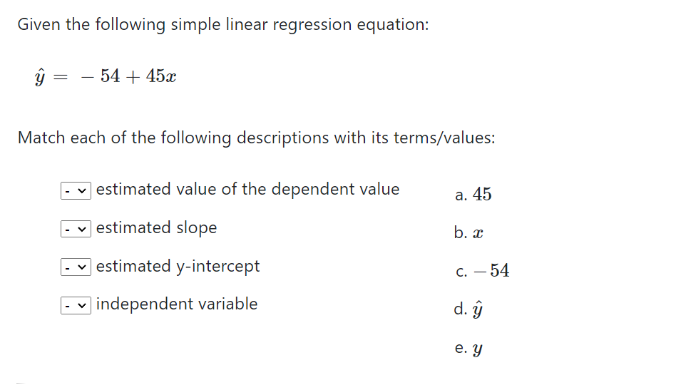 Solved Given the following simple linear regression | Chegg.com