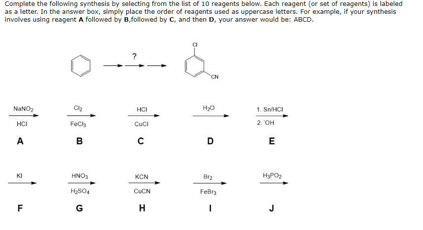 Solved Complete the following synthesis by selecting from | Chegg.com
