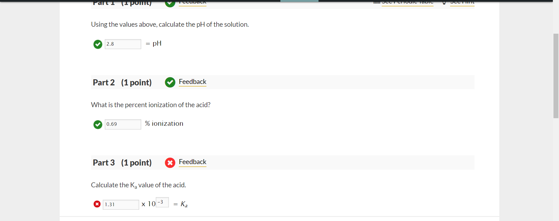 Solved 01 Question (3 points) A 0.0370M solution of an | Chegg.com