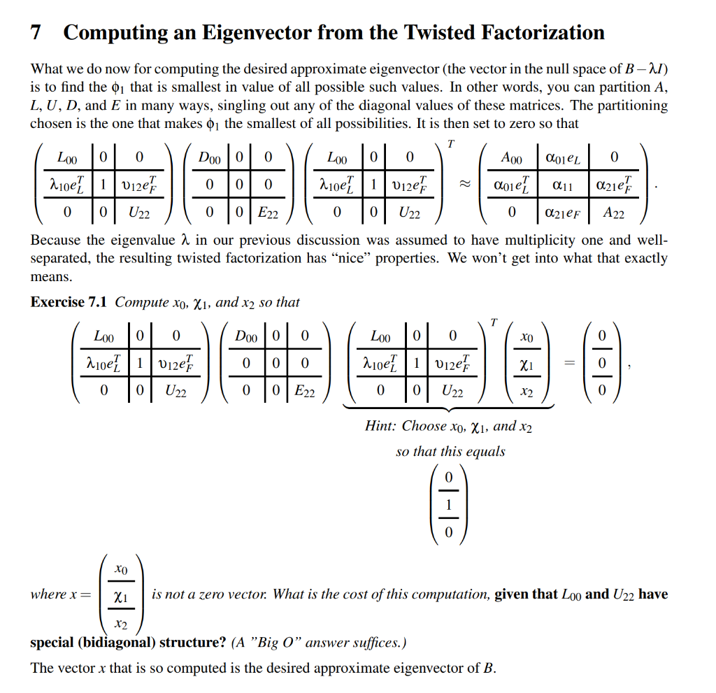 Solved 7 Computing an Eigenvector from the Twisted | Chegg.com