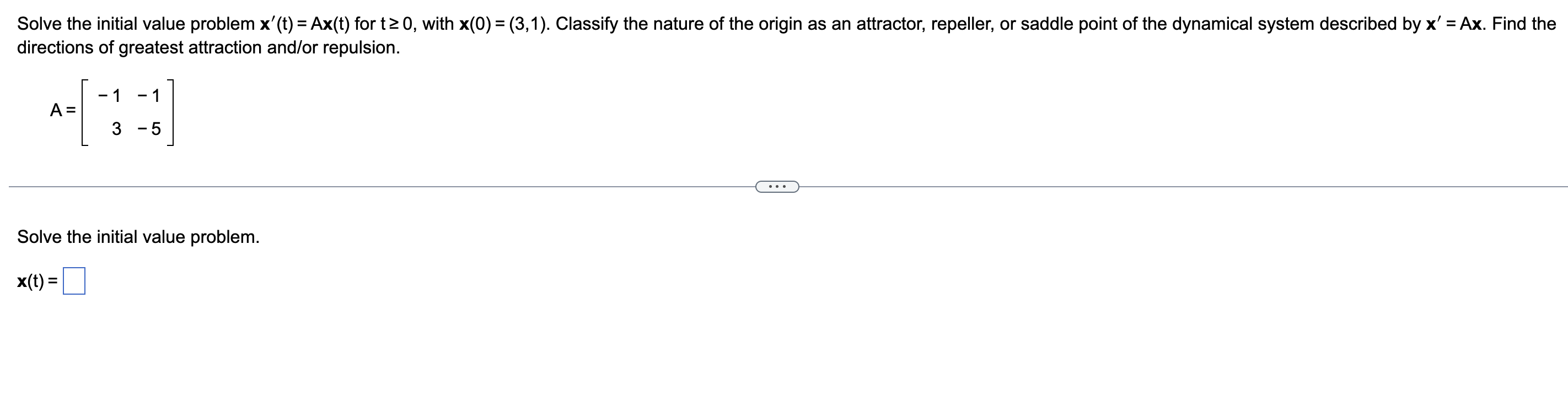Solved Solve the initial value problem x′(t)=Ax(t) for t≥0, | Chegg.com