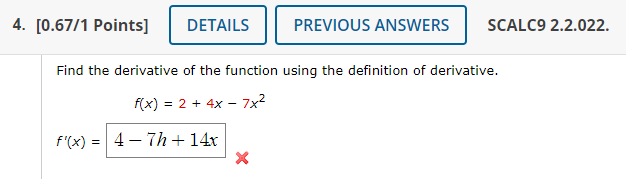 Solved Find the derivative of the function using the | Chegg.com