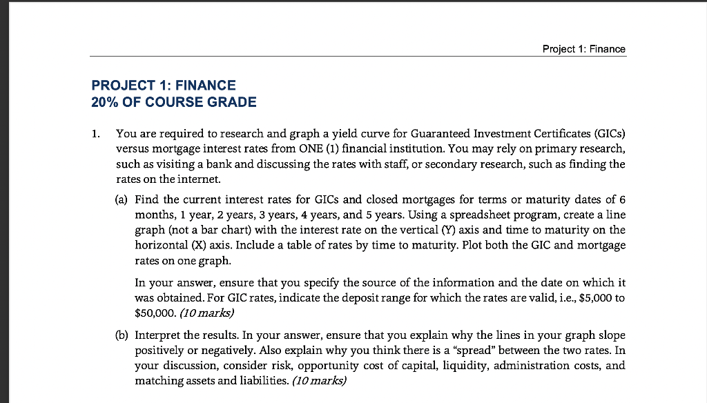 Project 1: Finance PROJECT 1: FINANCE 20% OF COURSE | Chegg.com