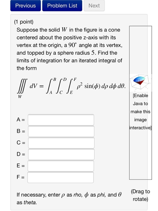 Solved Previous Problem List Next (1 point) Suppose the | Chegg.com