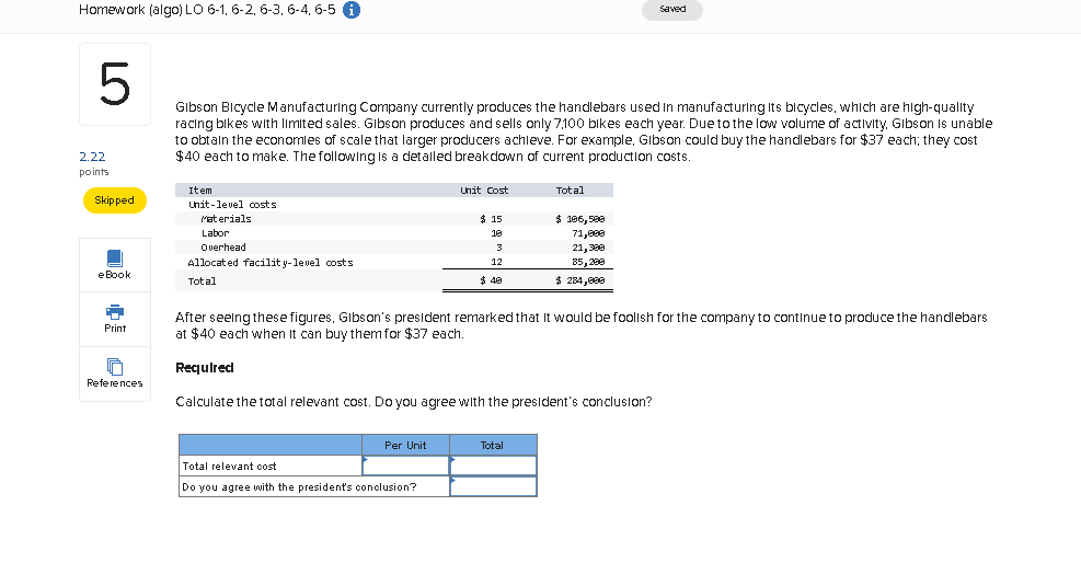 Solved Calculate the total relevant cost. Do you agree with | Chegg.com