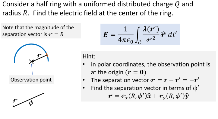 Solved Consider a half ring with a uniformed distributed | Chegg.com