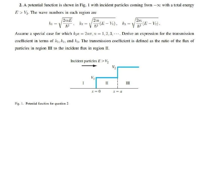 Solved 2. A potential function is shown in Fig. 1 with | Chegg.com