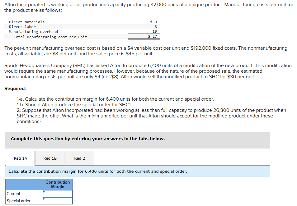 Solved Alton Incorporated is working at full production | Chegg.com