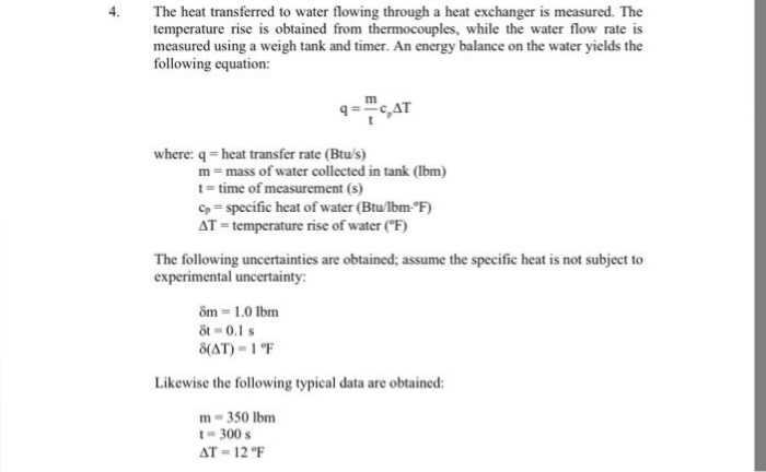 Solved 4. The heat transferred to water flowing through a | Chegg.com