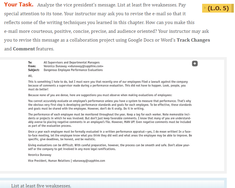 Solved Your Task. Analyze the vice president's message. List | Chegg.com