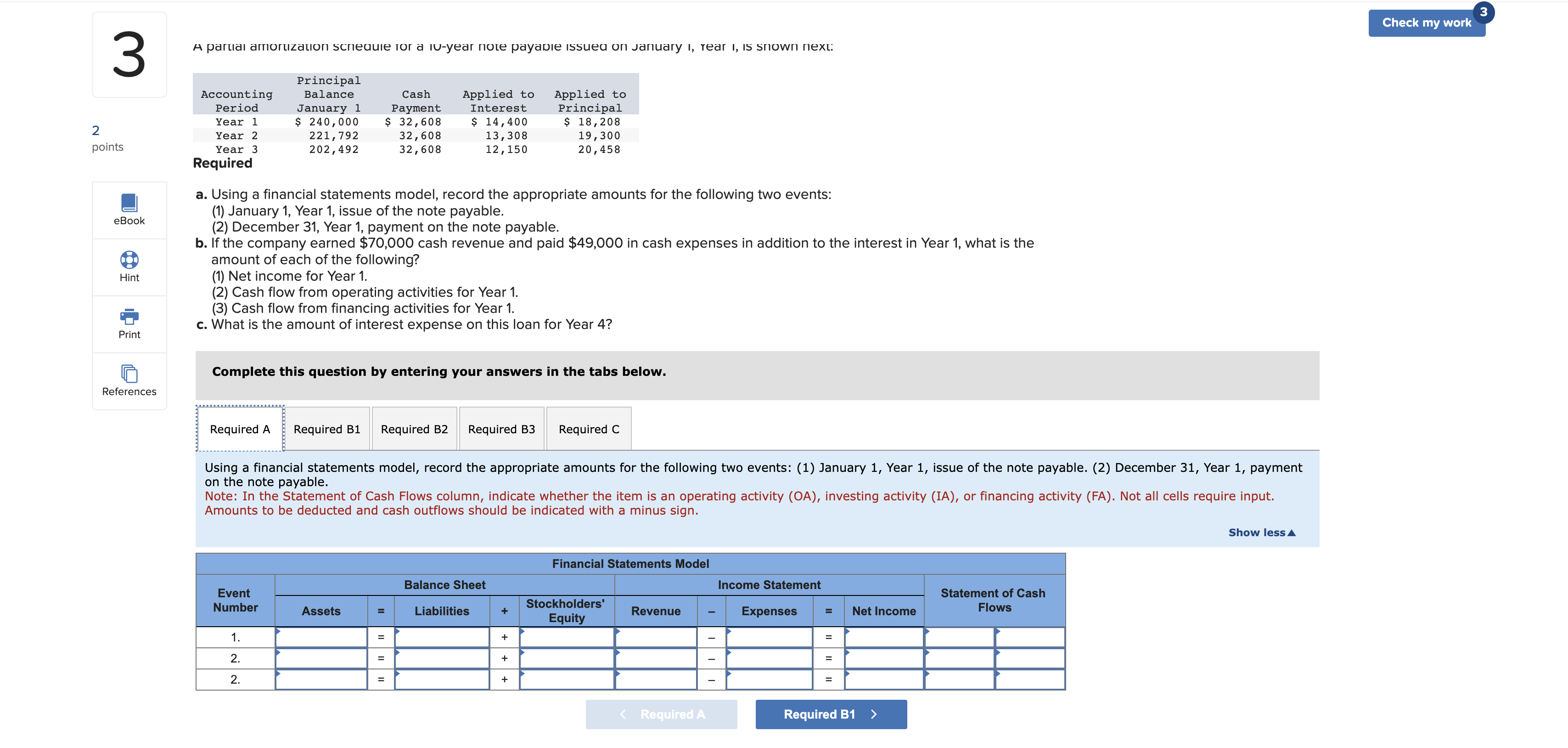 Solved Using a financial statements model, record the | Chegg.com