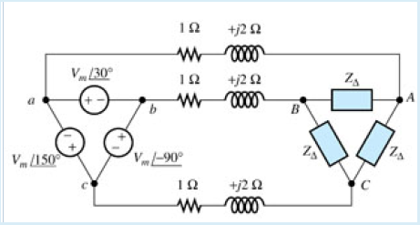 Solved A delta connected source delivers power to a delta | Chegg.com