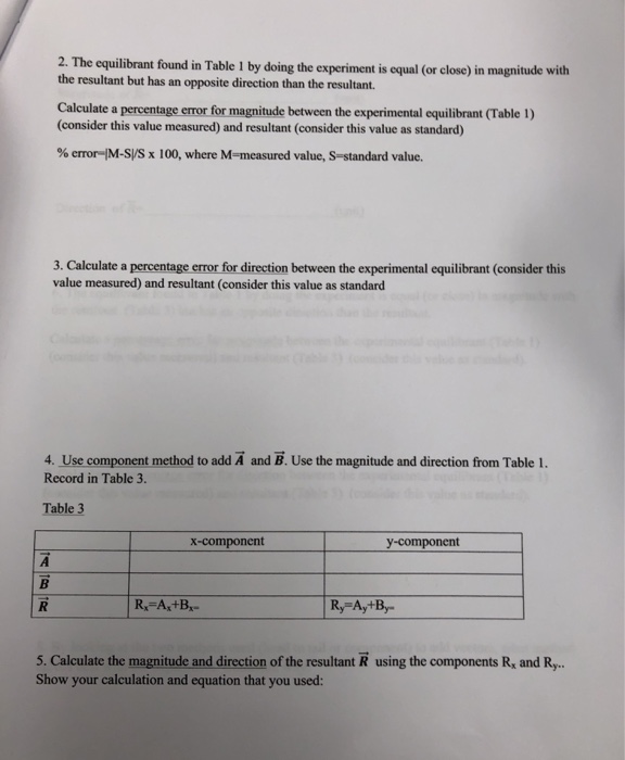 Solved n072 Sec tion: Name: Force Table Lab Report Table 2 | Chegg.com