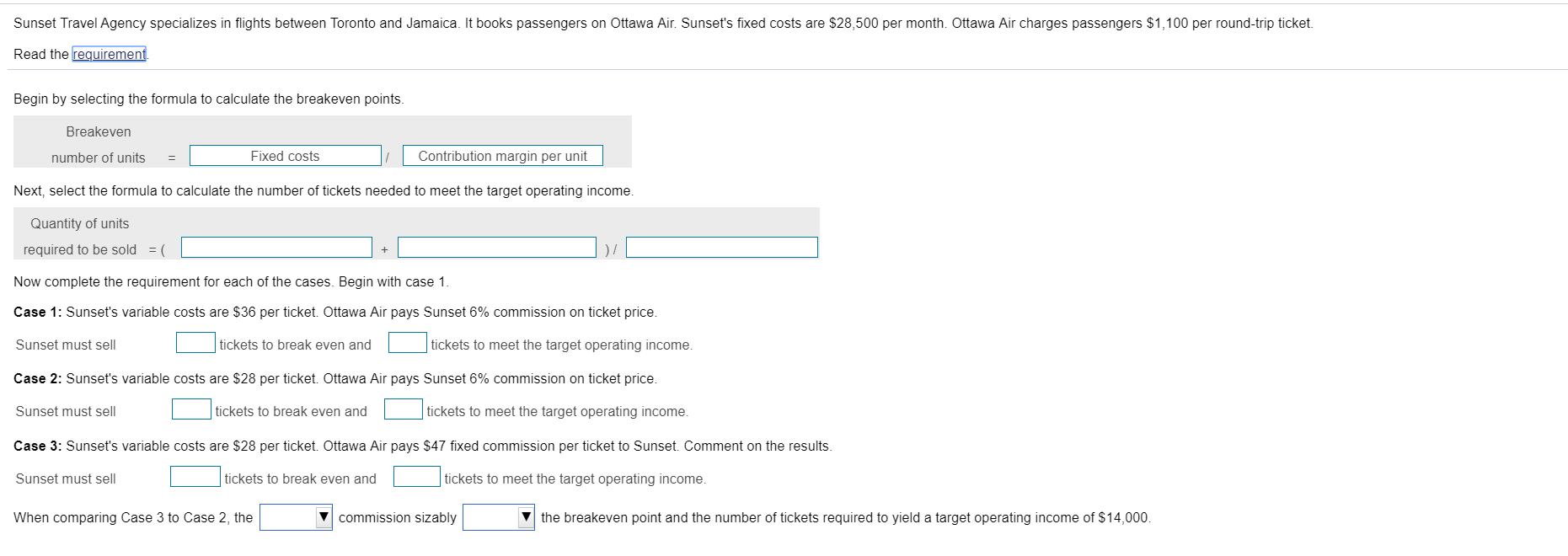 Solved i Requirement Calculate the number of tickets Sunset | Chegg.com