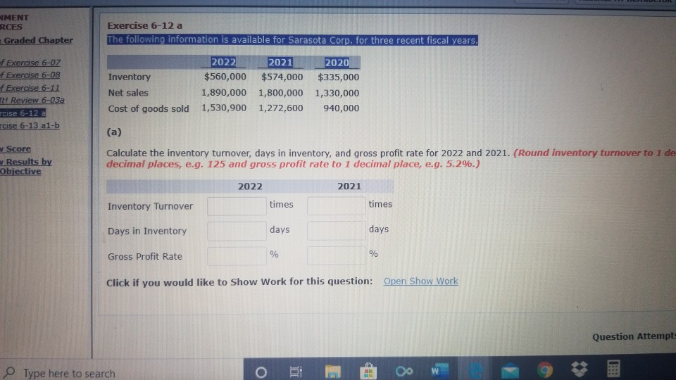 Solved NMENT RCES Graded Chapter Exercise 6-12 a The | Chegg.com