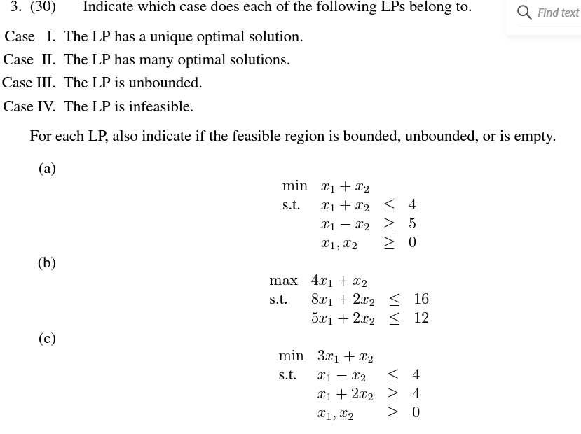 Solved 3. (30) Indicate which case does each of the | Chegg.com