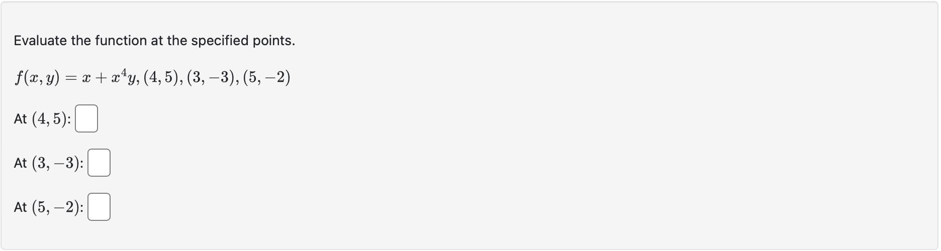 Solved Evaluate the function at the specified points. | Chegg.com