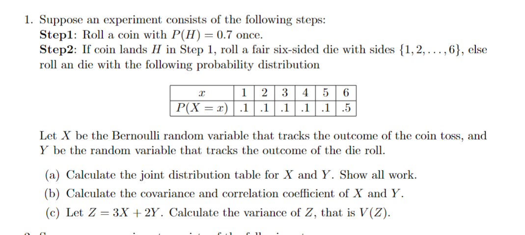 Solved 1. Suppose an experiment consists of the following | Chegg.com