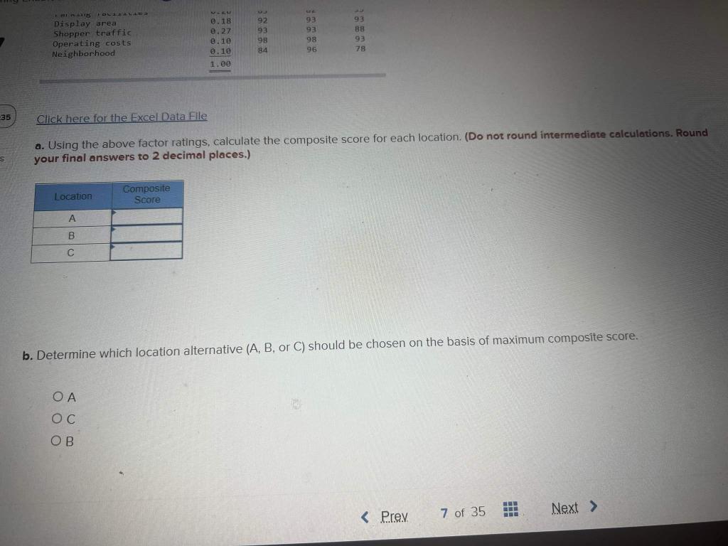Solved Click here for the Excel Data Flle a. Using the above | Chegg.com
