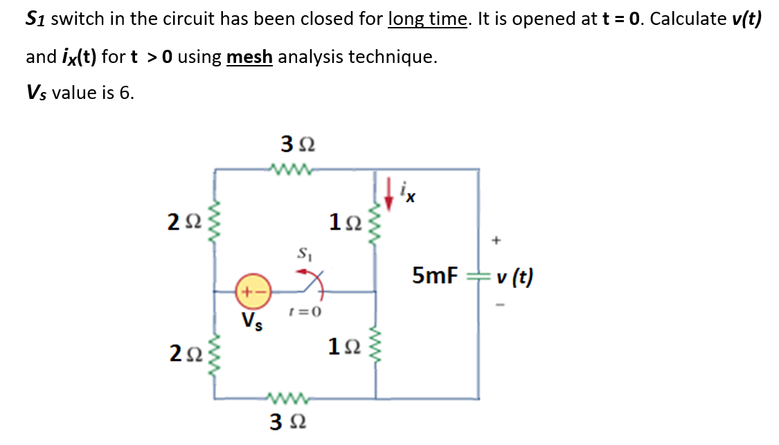 Solved S1 switch in the circuit has been closed for long | Chegg.com