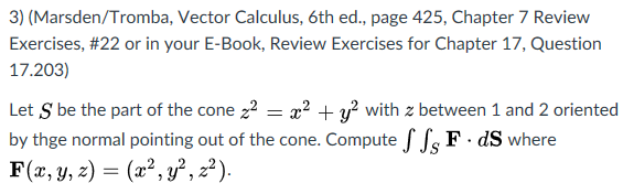 Solved 3) (Marsden/Tromba, Vector Calculus, 6th ed., page | Chegg.com
