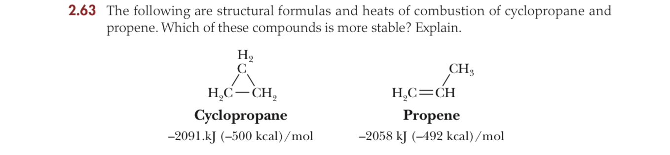 Solved .63 The following are structural formulas and heats | Chegg.com