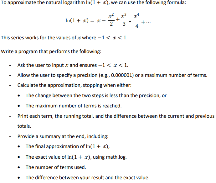 Solved To ﻿approximate the natural logarithm ln(1+x), we | Chegg.com