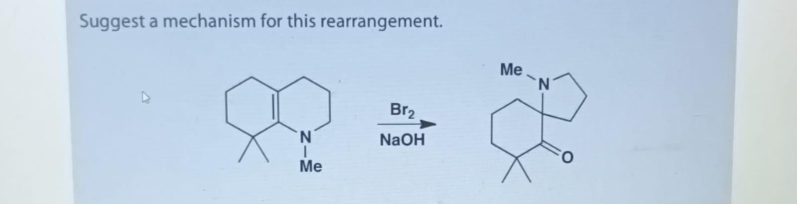 Solved Suggest a mechanism for this rearrangement. Me N Br2 | Chegg.com
