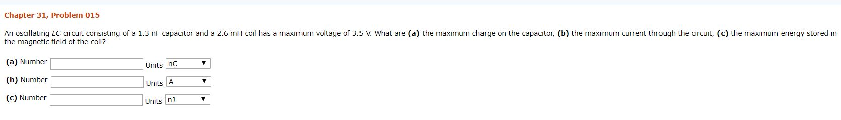 Solved Chapter 31, Problem 015 An oscillating LC circuit | Chegg.com