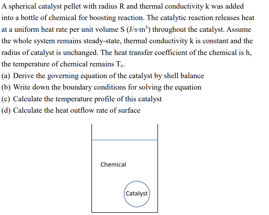 Solved a A spherical catalyst pellet with radius R and | Chegg.com