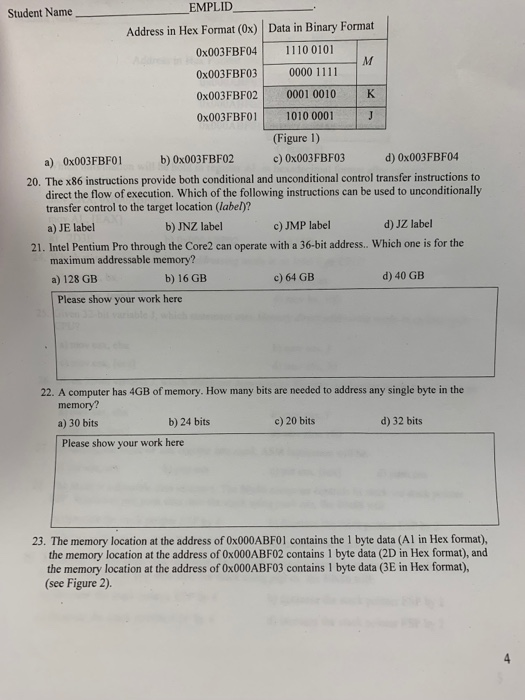 Solved Student Name EMPLID Address in Hex Format (0x) Data | Chegg.com